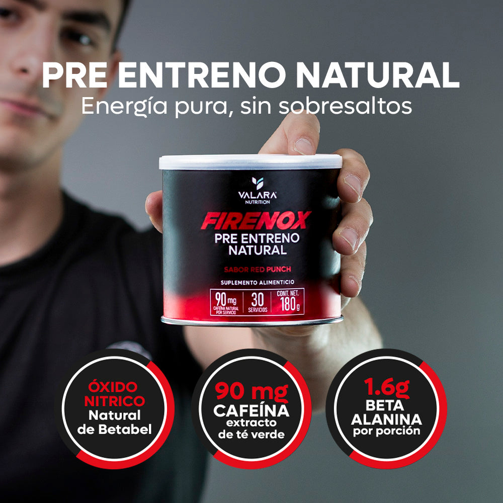 Firenox Pre-Entreno Natural sabor Red Punch 180g – Valara Nutrition