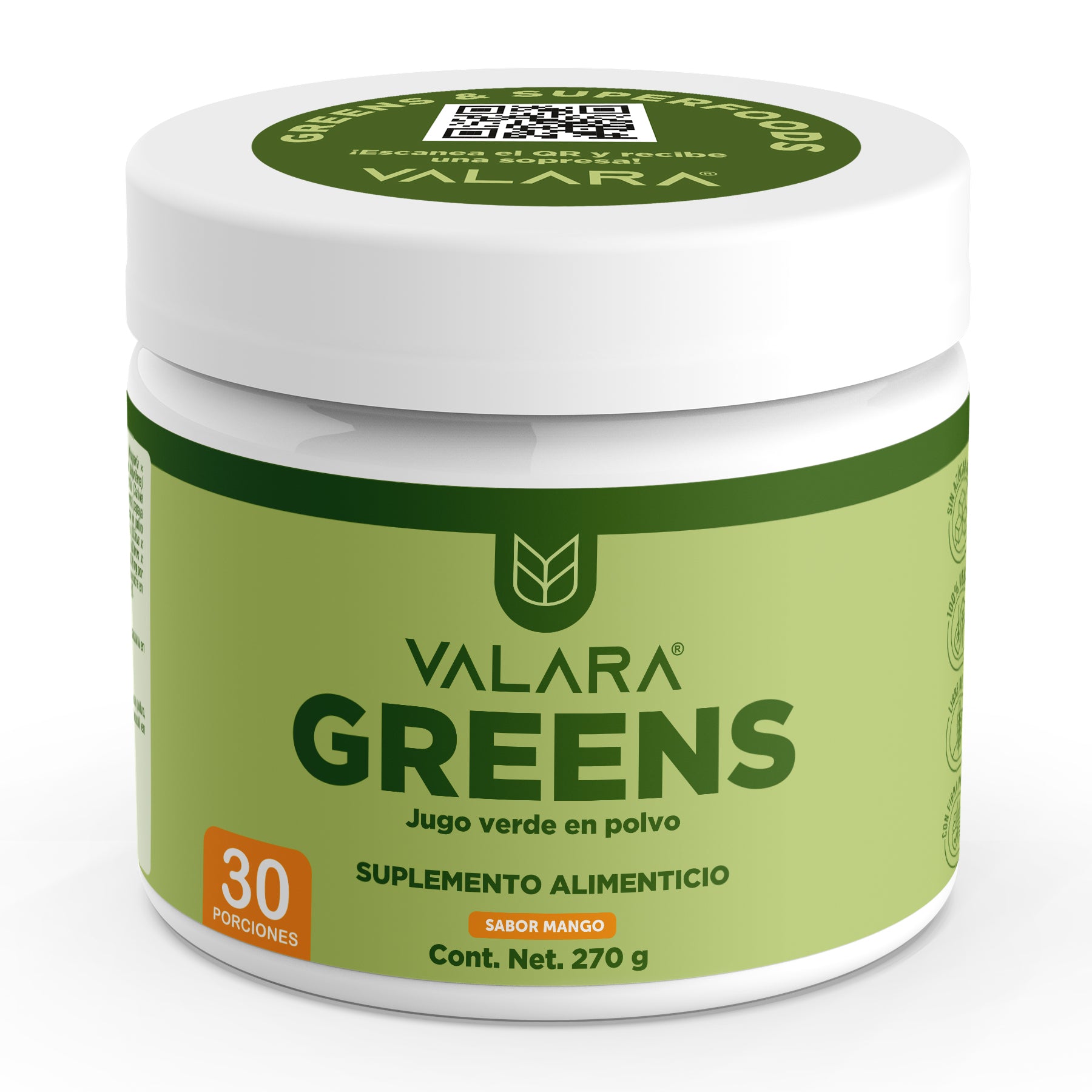 Valara Greens, Jugo Verde En Polvo, 270g, 30 Porciones – Valara Nutrition